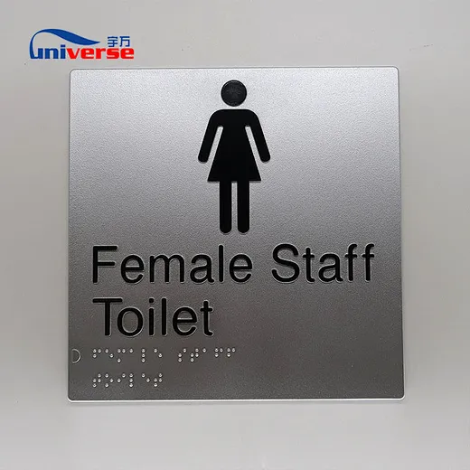Custom female staff toilet braille sign